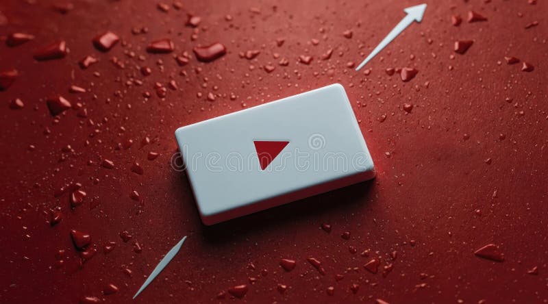 Digital Play Button with Arrow Symbol in Front of a Red Concrete Wall ...
