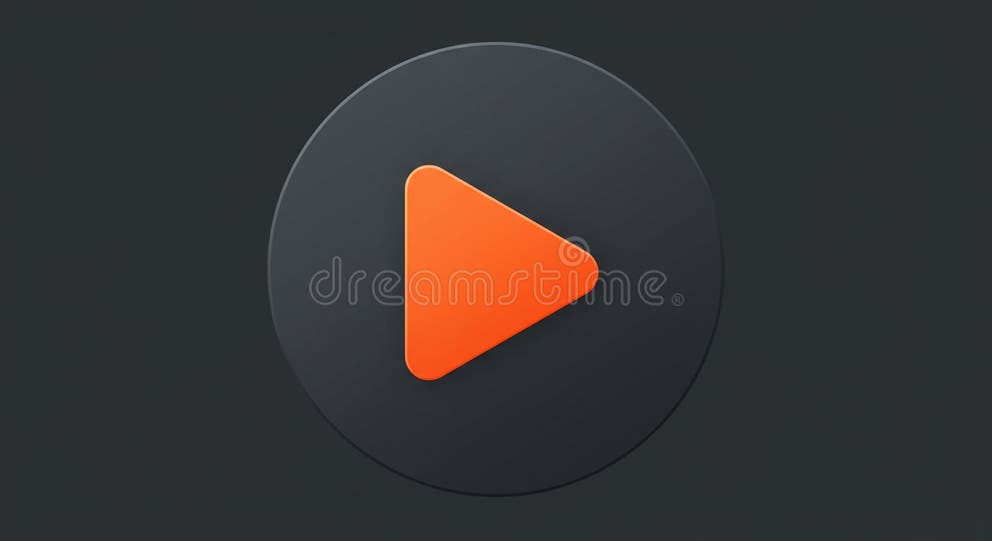 A Digital Play Button Icon Featuring a Bright Orange Triangular Arrow ...