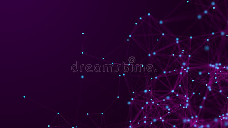 Digital Plexus of Glowing Lines and Dots. Abstract Background. 3D Rendering. Network or ...