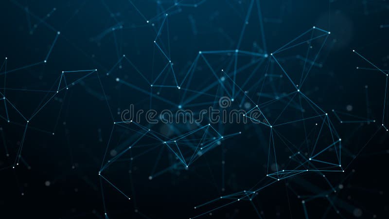 Digital Plexus of Glowing Lines and Dots. Abstract Background. 3D Rendering. Network or ...