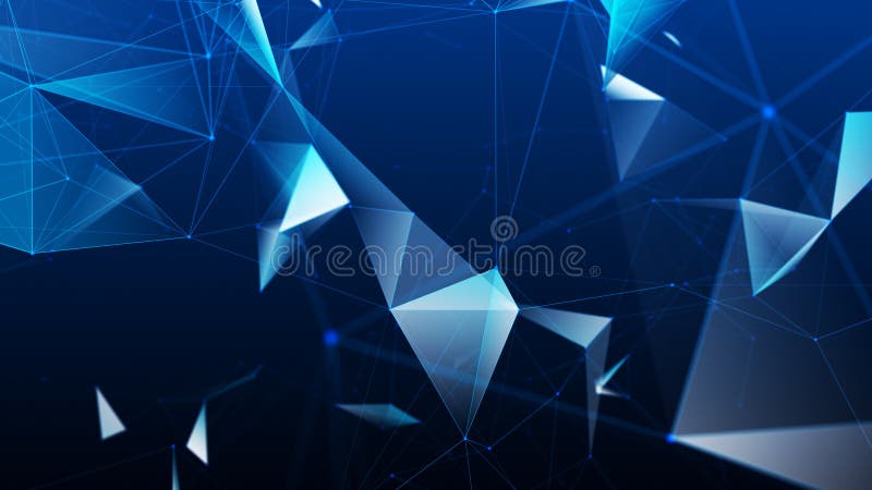 Digital Plexus of Glowing Lines, Dots and Triangles. Abstract Background. Connection of ...