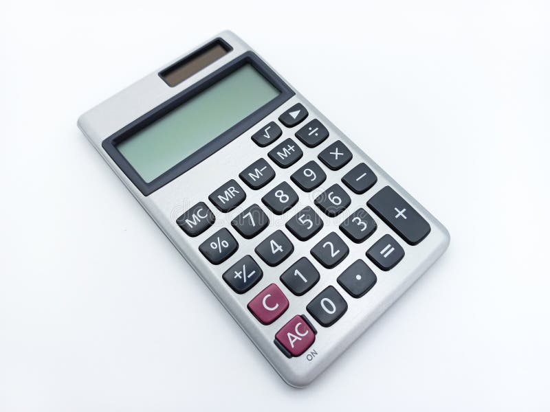 Digital Pocket Calculator Isolated on White Background. Tilted View ...