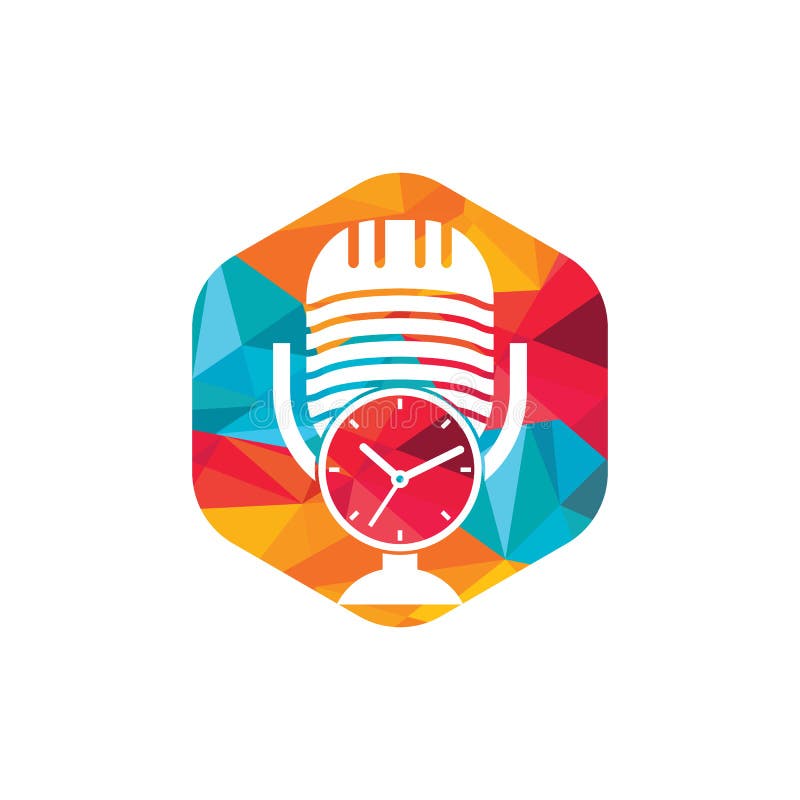 Podcast Time Vector Logo Design Template. Stock Vector - Illustration ...