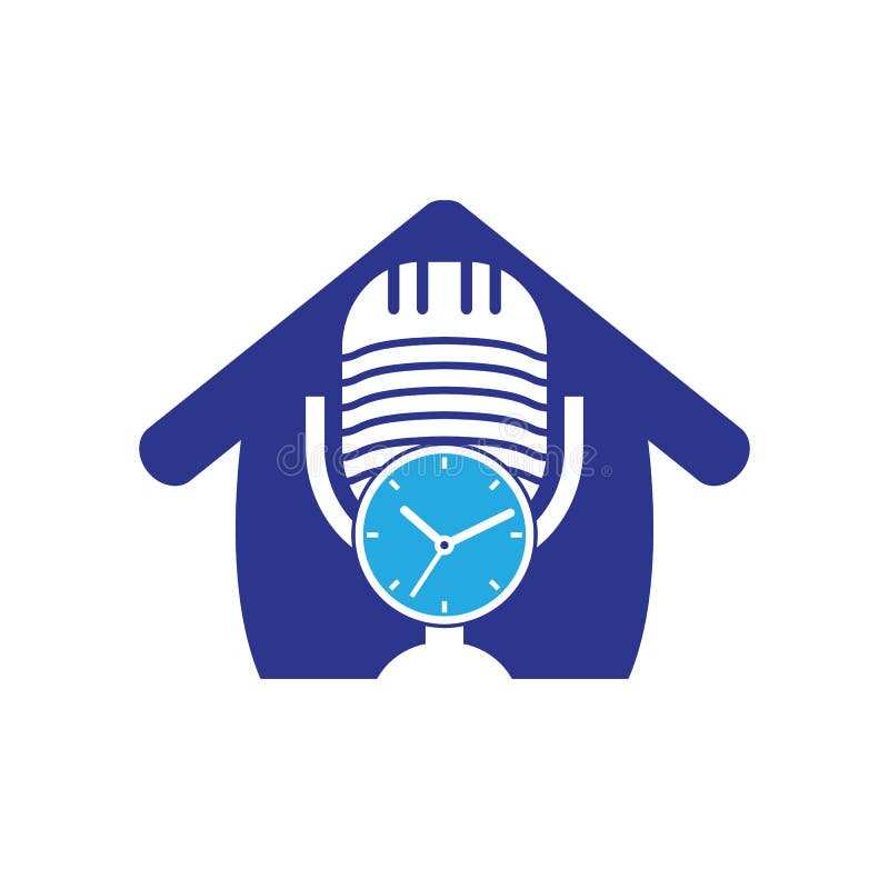 Podcast Time Vector Logo Design Template. Stock Vector - Illustration ...
