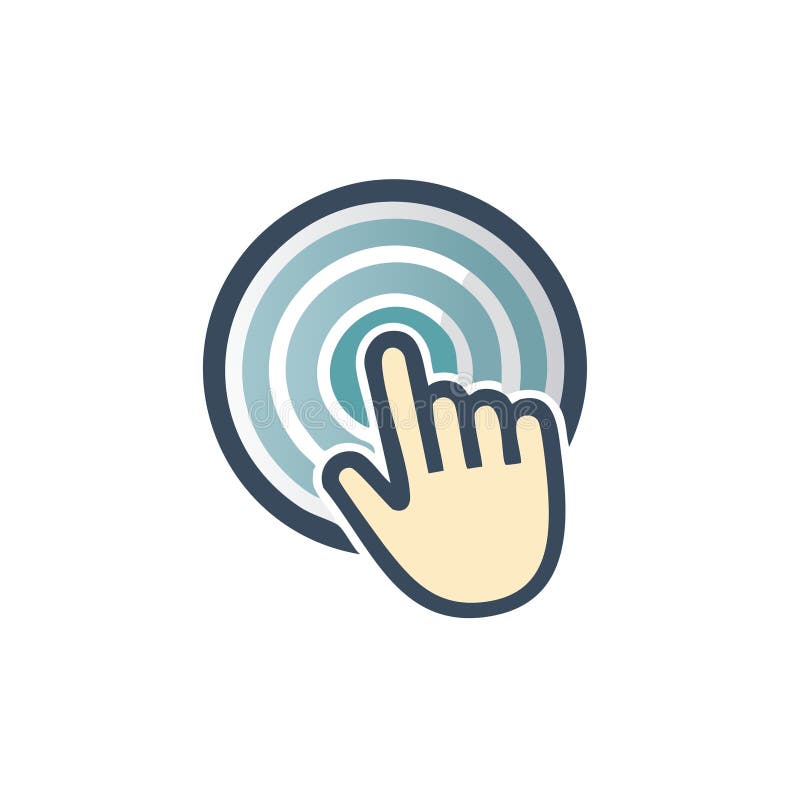Digital Pointer Finger Clicking on Target Circle Icon Representing Selection or Action Stock ...
