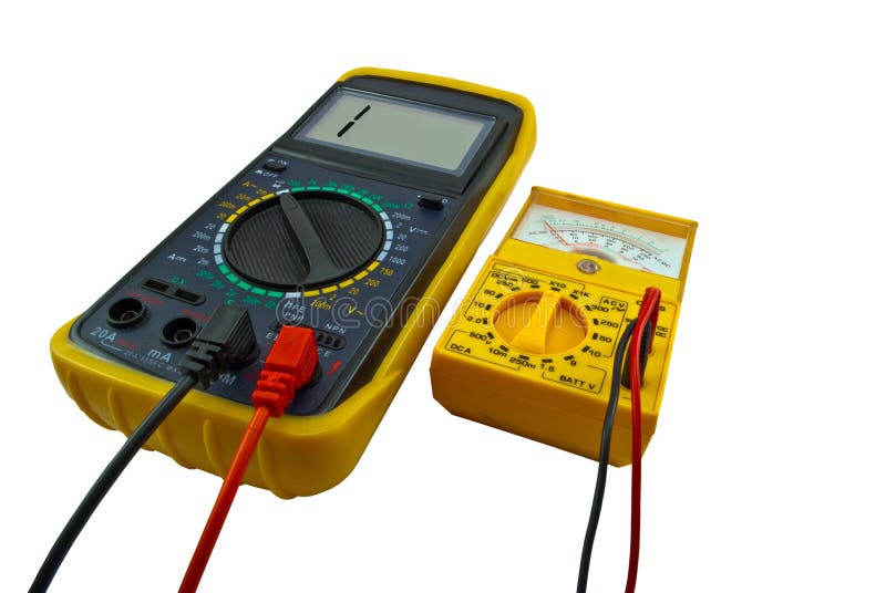 Digital and Pointer Multimeters Stock Image - Image of plugs, current ...