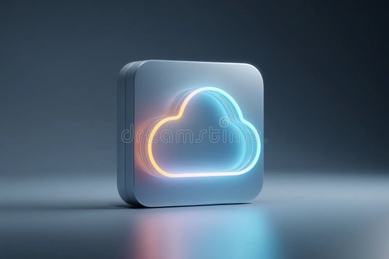 Digital Portfolio Icon Featuring a Cloud Sync Design with Glowing ...