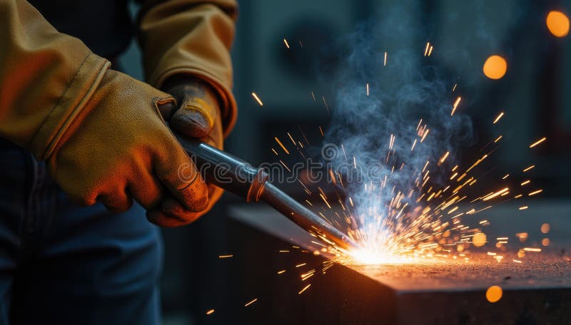Digital Portrait Close-up of Welding Action in a Gritty Workshop ...