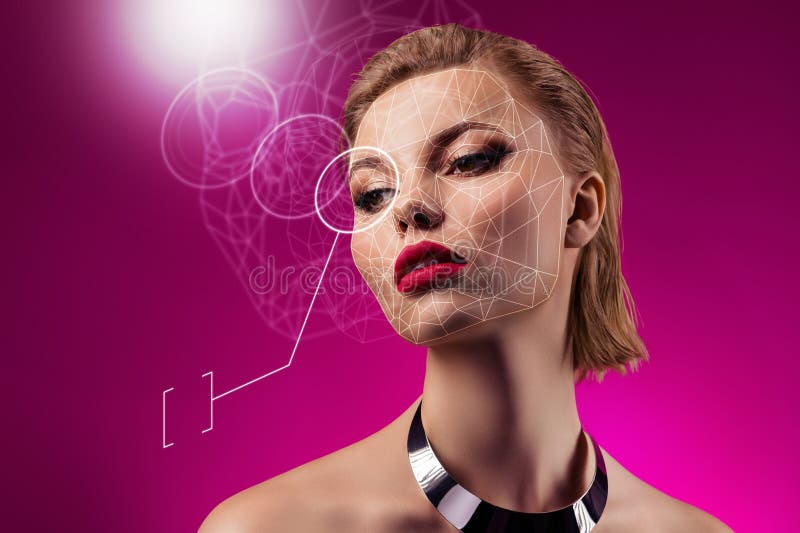 Digital Portrait Collage of Woman with Necklace Using Face Detection As ...