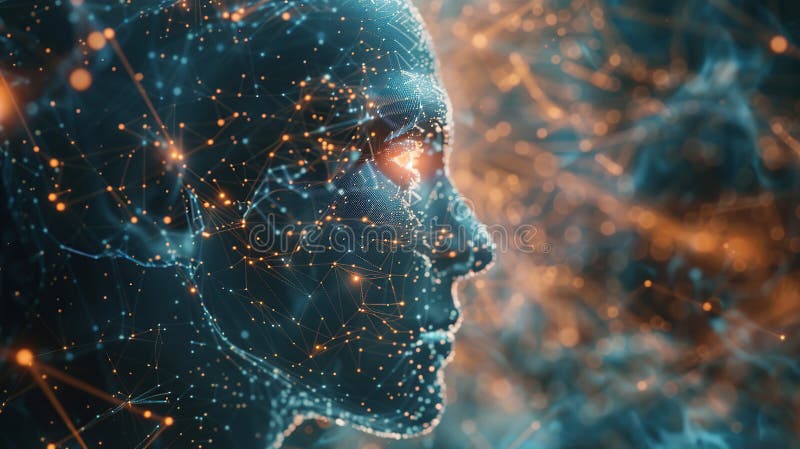 Digital Portrait of a Connected Mind Stock Illustration - Illustration ...