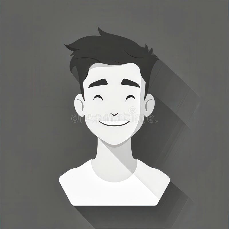 A Digital Portrait of a Smiling Man with Short Black Hair Stock Image ...