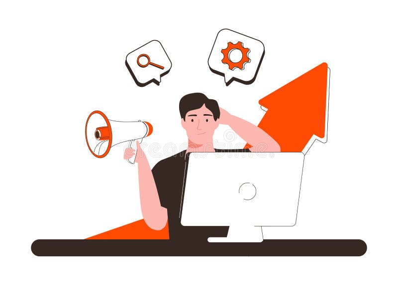 Digital PR Abstract Concept Vector Illustration. Flat Vector ...