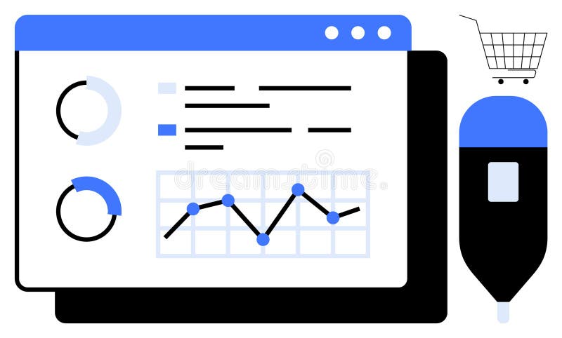 Digital Presentation Featuring Graphs and Charts with Online Shopping ...