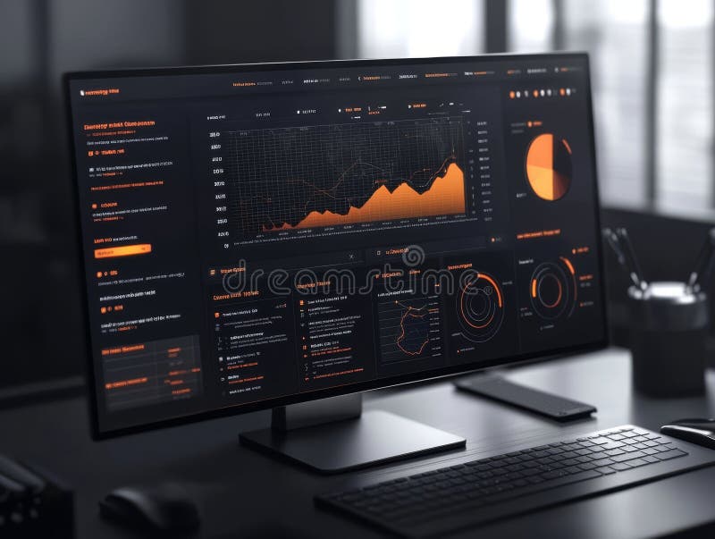 Digital Presentation Interface with Clean Data Visualization and Analytics Stock Illustration ...