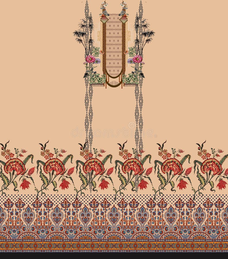 Digital Print Designs for Ladies Shirt Front New Stock Illustration ...