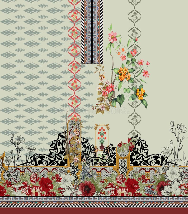 Digital Print Designs for Ladies Shirt Front New Stock Image - Image of ...