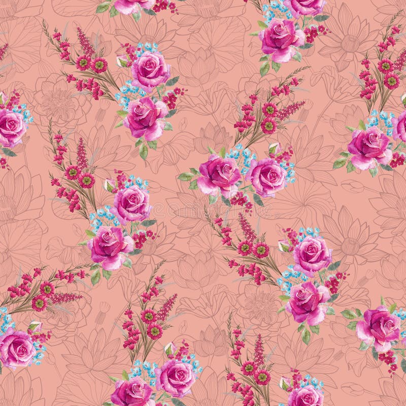Digital Print Flower Pattern Design Stock Illustration - Illustration ...