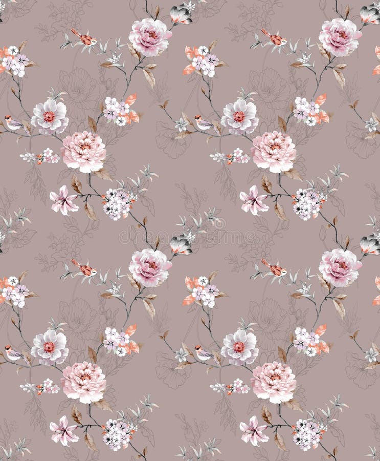 Digital Print Flower Pattern Design Stock Illustration - Illustration ...