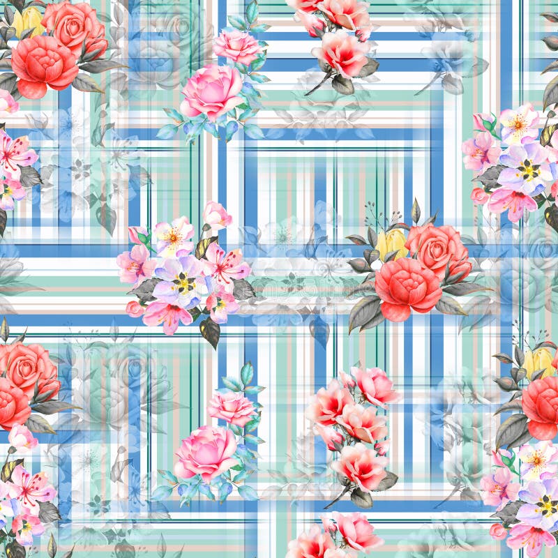 Digital Print Flower Pattern Design Stock Illustration - Illustration ...