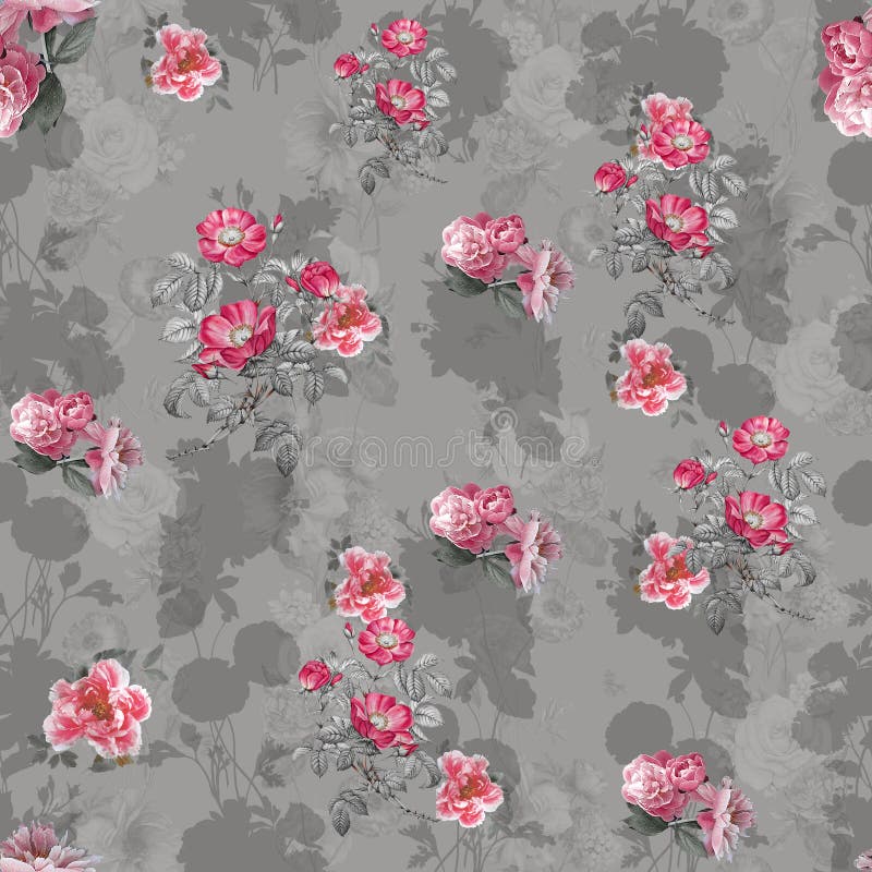 Digital Print Flower Pattern Design Stock Illustration - Illustration ...