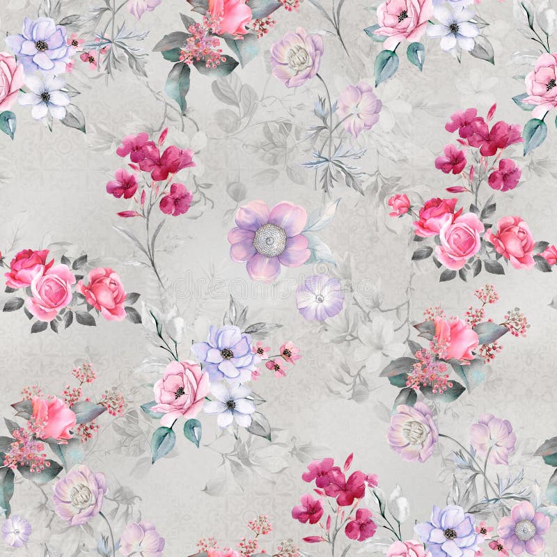 Digital Print Flower Pattern Design Stock Illustration - Illustration ...