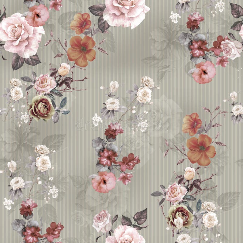 Digital Print Flower Pattern Design Stock Illustration - Illustration ...