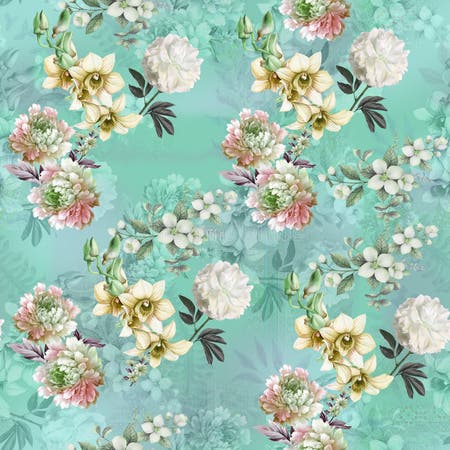 Digital Print Flower Pattern Design Stock Illustration - Illustration of design, digital: 174831850