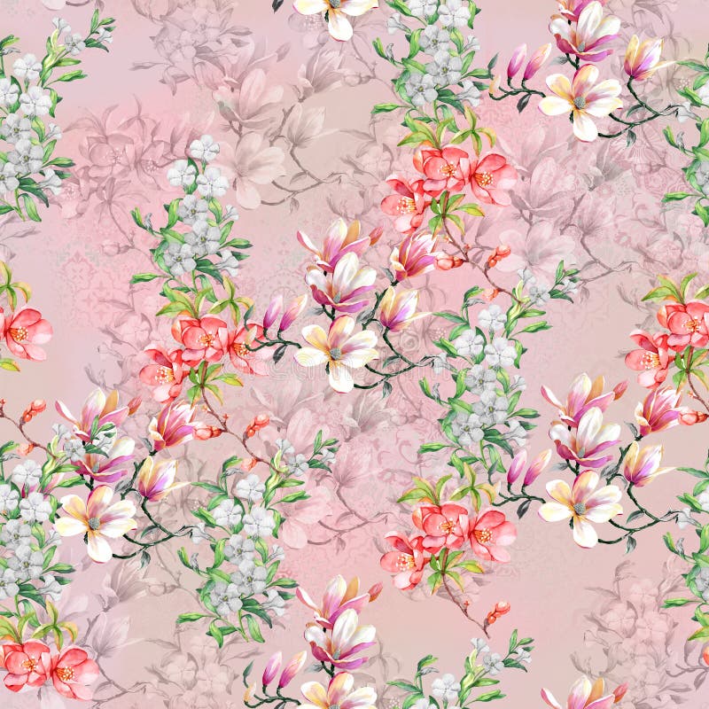 Digital Print Flower Pattern Design Stock Illustration - Illustration ...