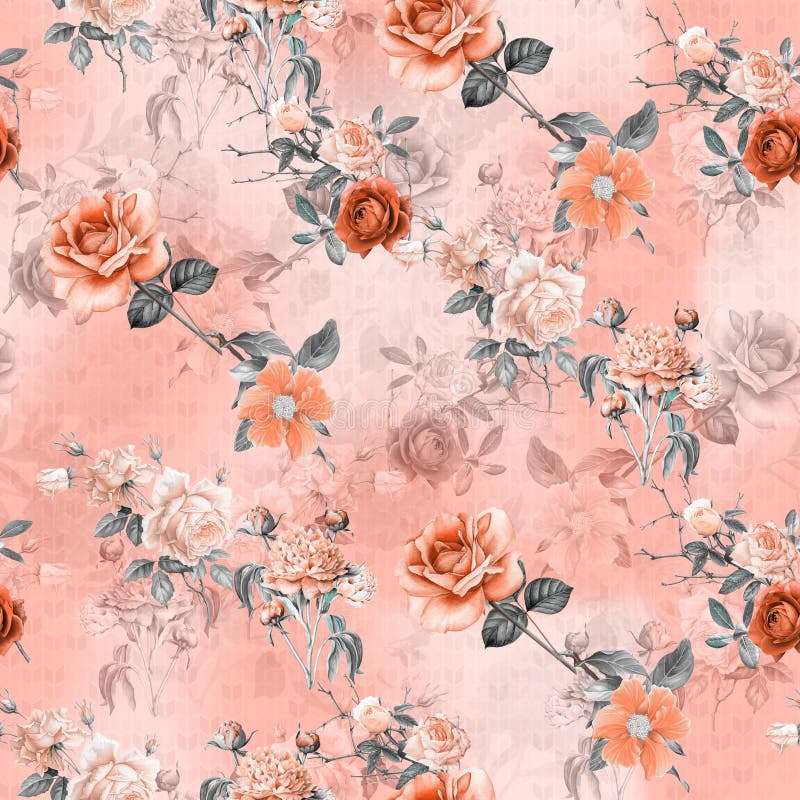 Digital Print Flower Pattern Design Stock Illustration - Illustration ...