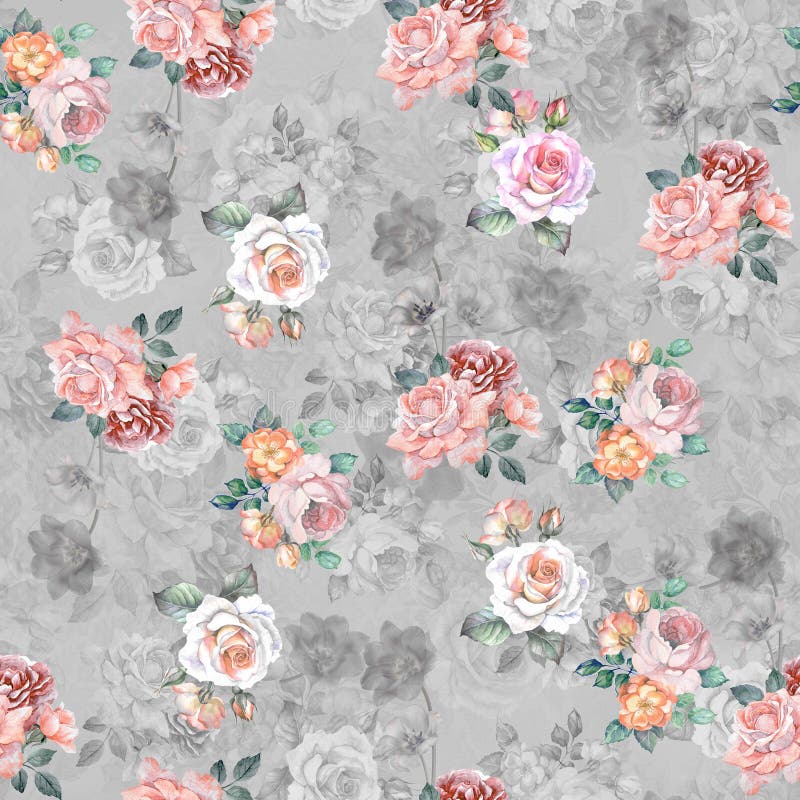 Digital Print Flower Pattern Design Stock Illustration - Illustration ...