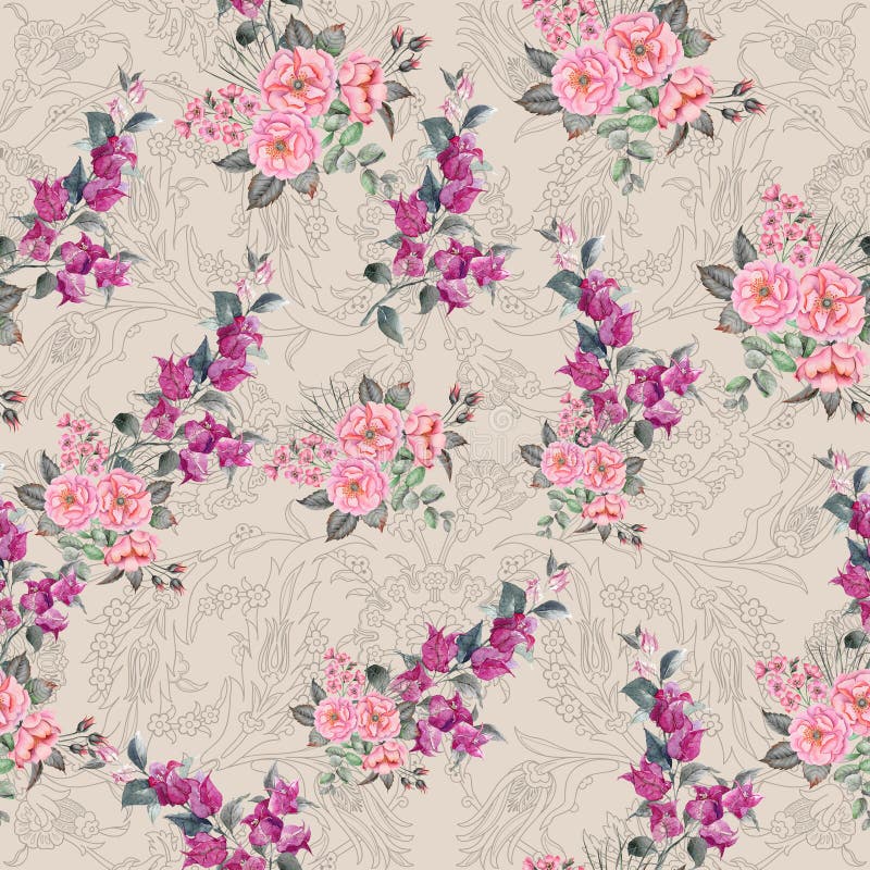 Digital Print Flower Pattern Design Stock Illustration - Illustration ...