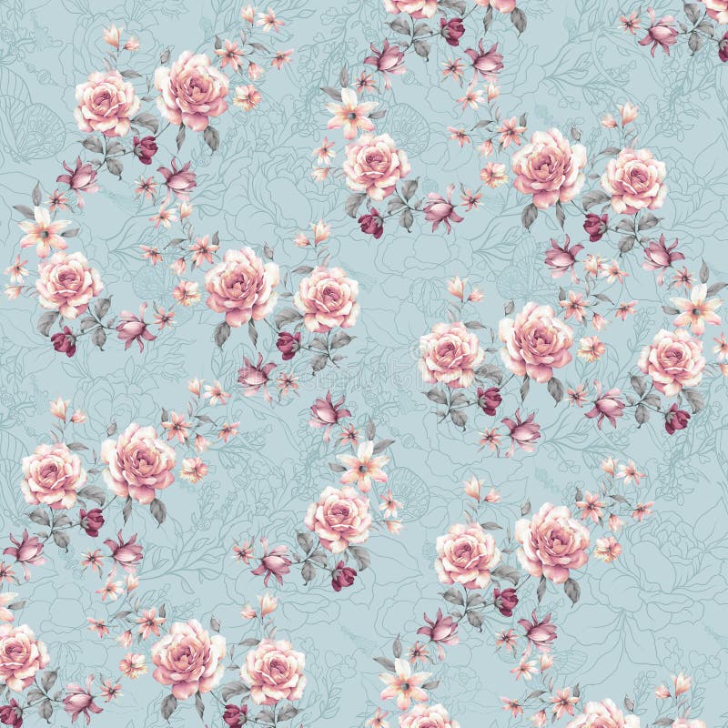 Digital Print Flower Pattern Design Stock Illustration - Illustration ...