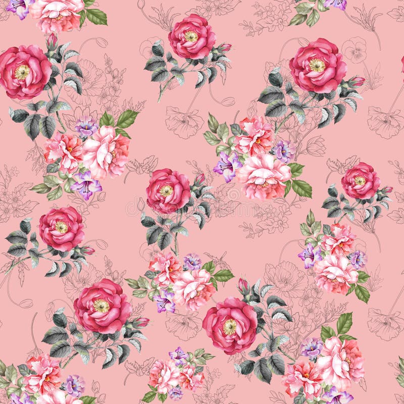 Digital Print Flower Pattern Design Stock Illustration - Illustration ...