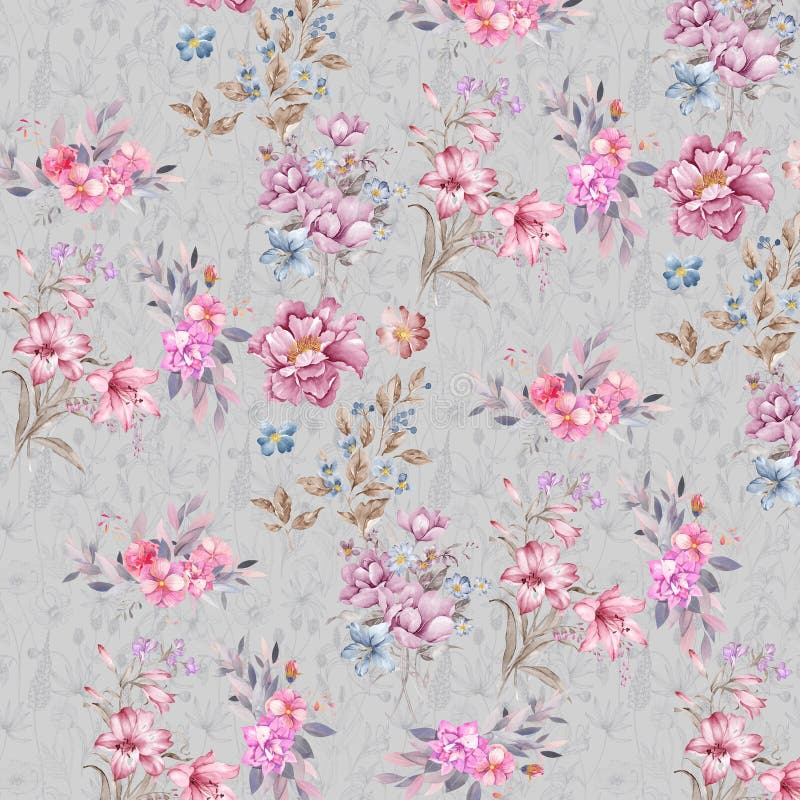 Digital Print Flower Pattern Design Stock Illustration - Illustration ...