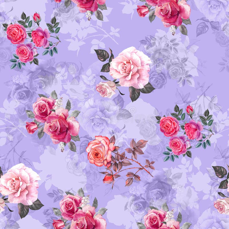 Digital Print Flower Pattern Design Stock Illustration - Illustration ...