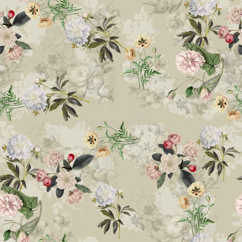 Digital Print Flower Pattern Design Stock Illustration - Illustration ...