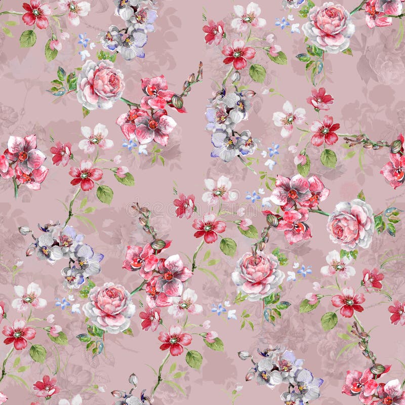 Digital Print Flower Pattern Design Stock Illustration - Illustration ...