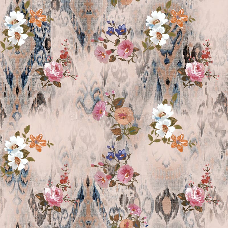 Digital Print Flower Pattern Design Stock Illustration - Illustration ...