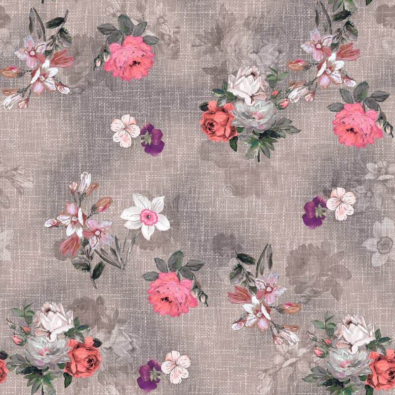 Digital Print Flower Pattern Design Stock Illustration - Illustration ...