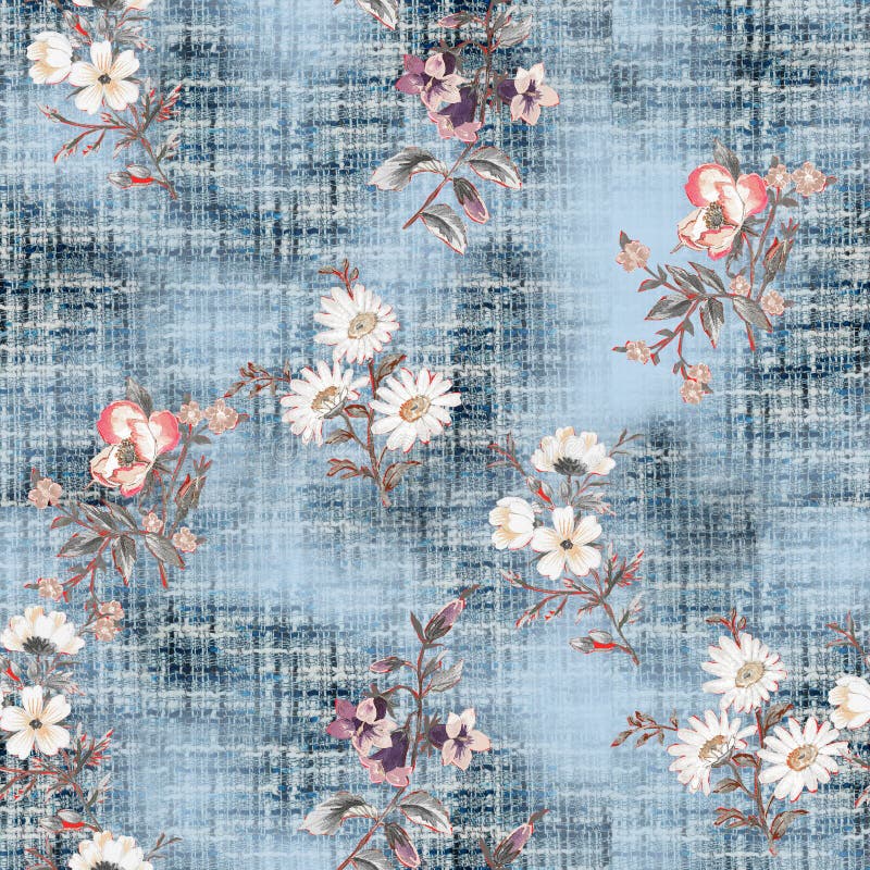 Digital Print Flower Pattern Design Stock Illustration - Illustration ...