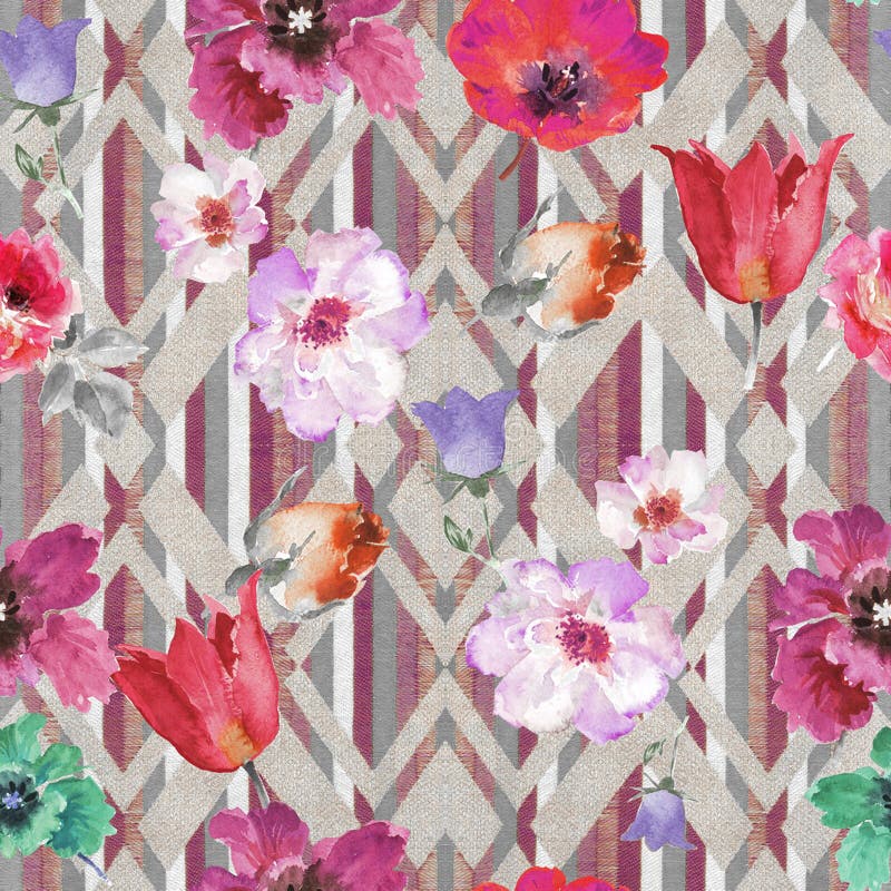 Digital Print Flower Pattern Design Stock Illustration - Illustration ...