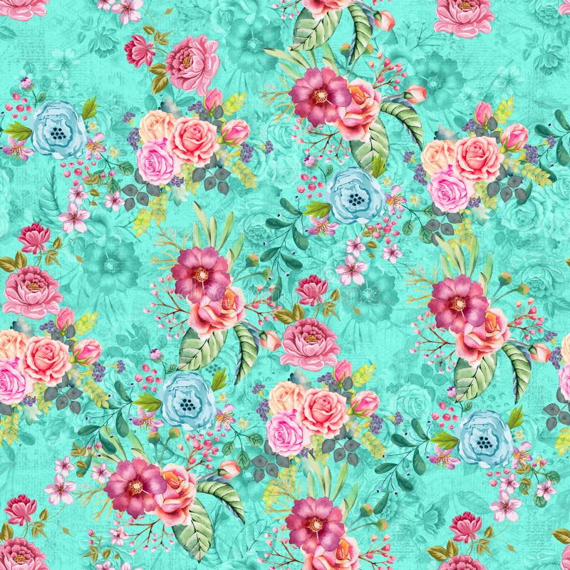 Digital Print Flower Pattern Design Stock Illustration - Illustration ...