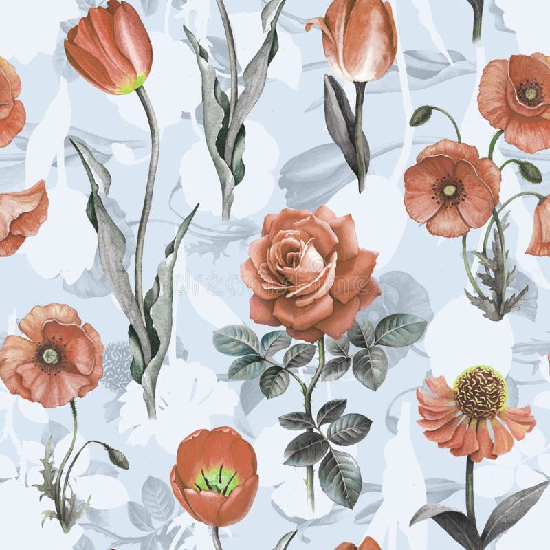 Digital Print Flower Pattern Design Stock Illustration - Illustration ...