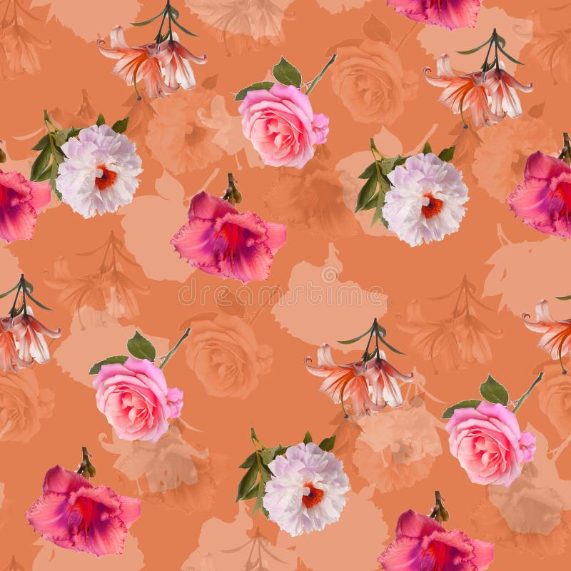 Digital Print Flower Pattern Design Stock Illustration - Illustration ...