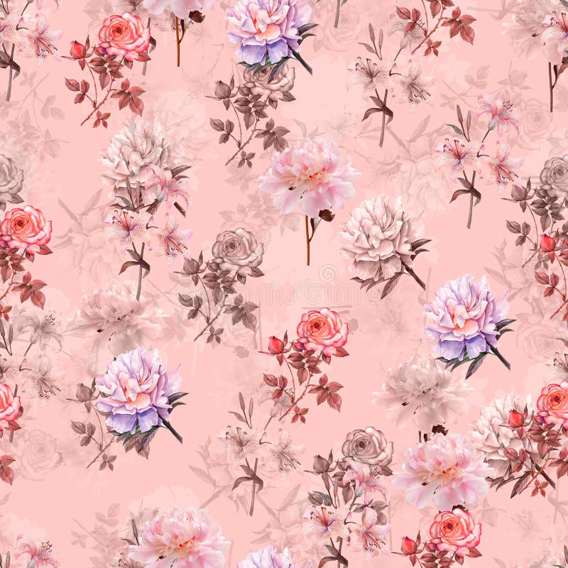 Digital Print Flower Pattern Design Stock Illustration - Illustration ...