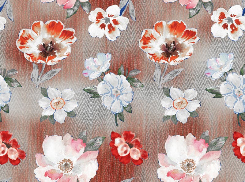 Digital Print Flower Pattern Design Stock Illustration - Illustration ...