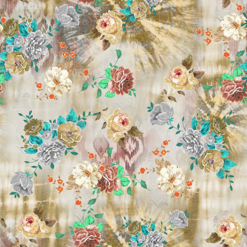 Digital Print Flower Pattern Design Stock Illustration - Illustration ...