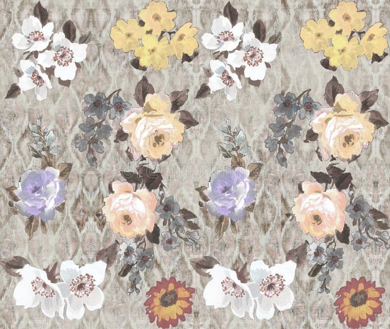Digital Print Flower Pattern Design Stock Illustration - Illustration ...