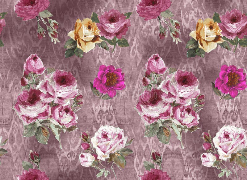 Digital Print Flower Pattern Design Stock Illustration - Illustration ...