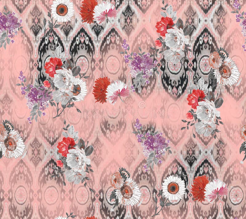 Digital Print Flower Pattern Design Stock Illustration - Illustration ...